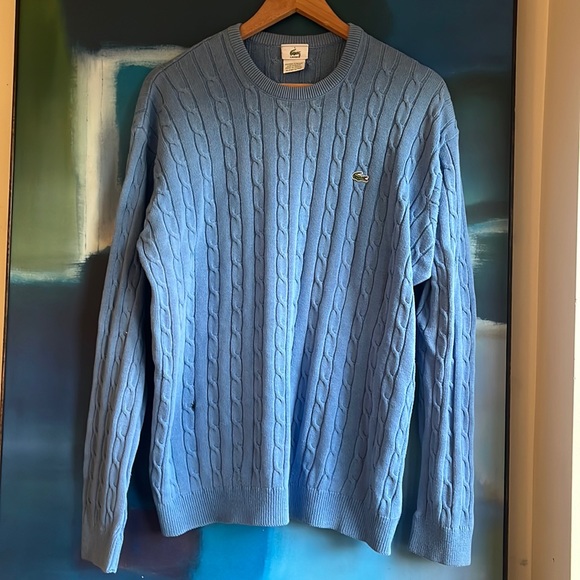 Lacoste | Sweaters | Lacoste Blue Cable Knit Sweater | Poshmark